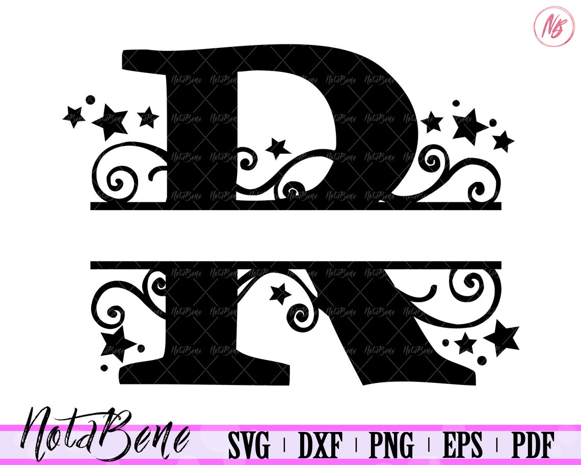R Split Monogram SVG Swirls Stars Split Font Letter R SVG - Etsy