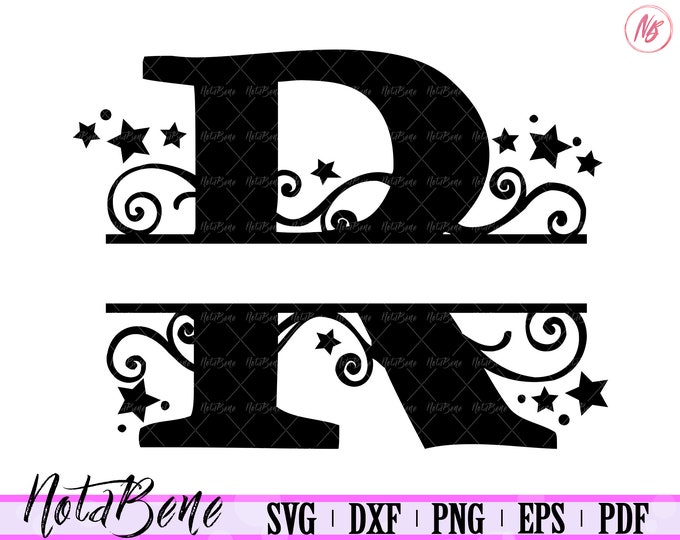 Uppercase R Letter Split Monogram Svg, Alphabet Split Name Frame, Split ...