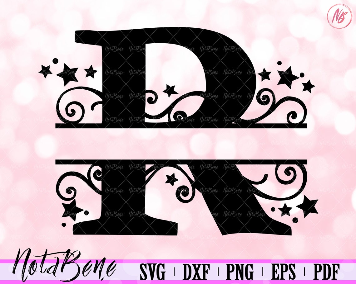 R Split Monogram SVG Swirls Stars Split Font Letter R SVG - Etsy