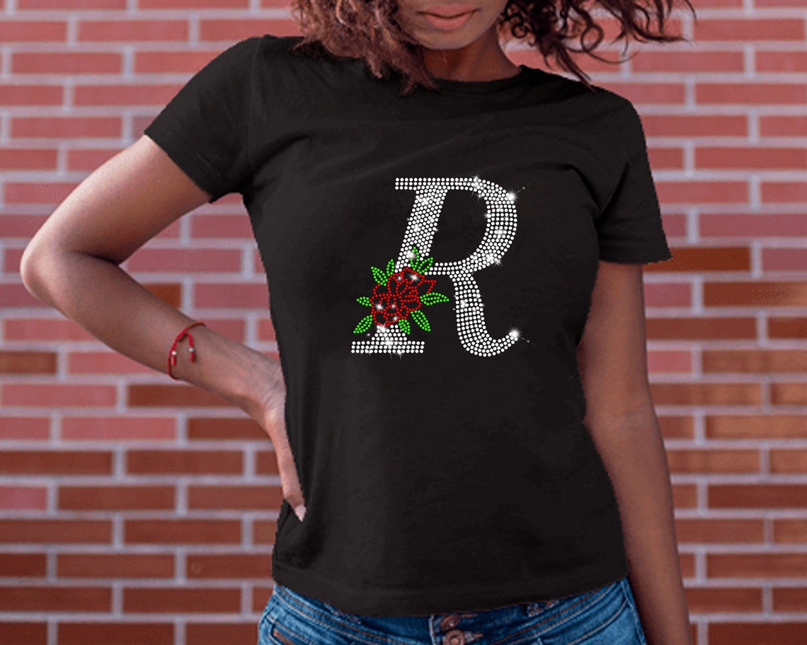 Floral Letter R Rhinestone Template SVG Diamond Bling - Etsy