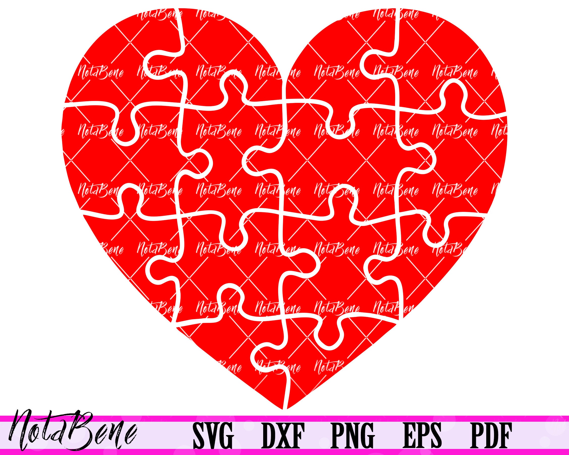 Puzzle Heart SVG Cut File Valentine's Day Svg Heart Svg | Etsy