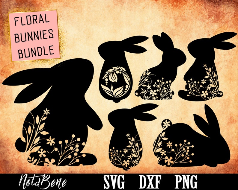 Floral Rabbit Silhouette SVG Floral Bunny SVG Spring Svg - Etsy