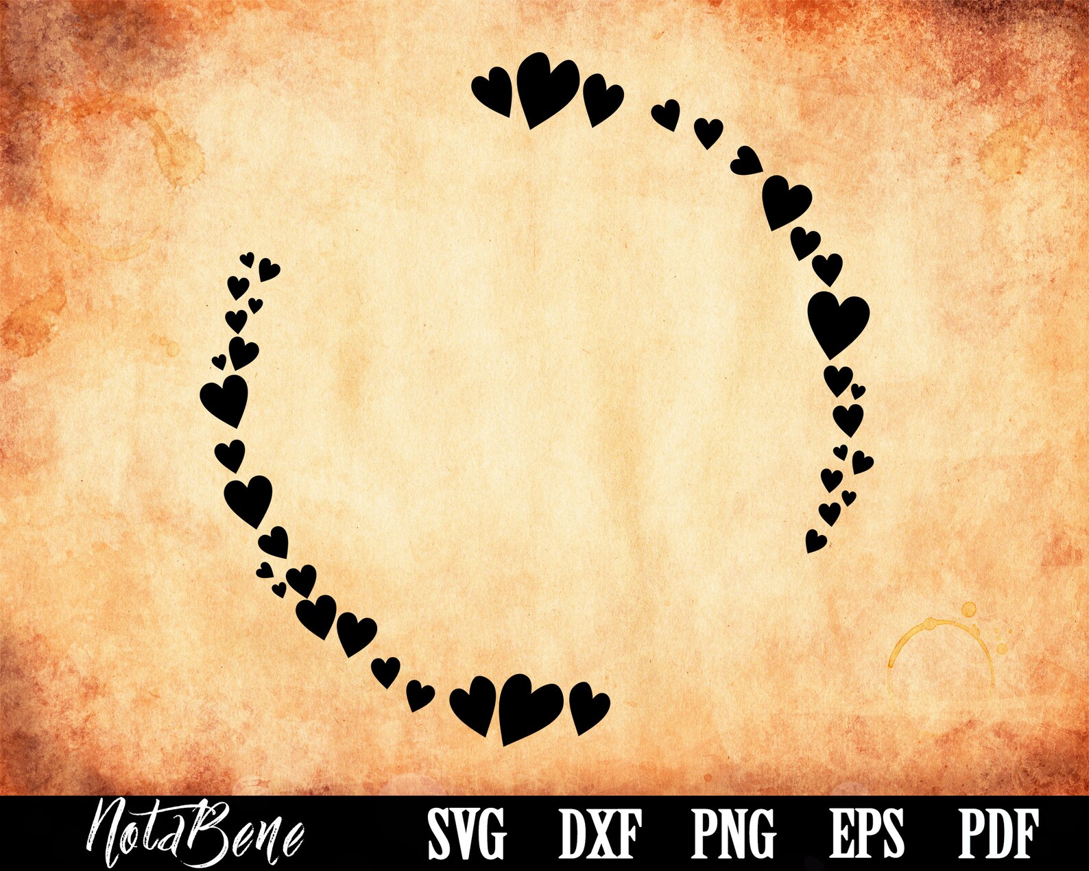 Hearts Circle Frame SVG Monogram Frame Wedding Circle Border | Etsy