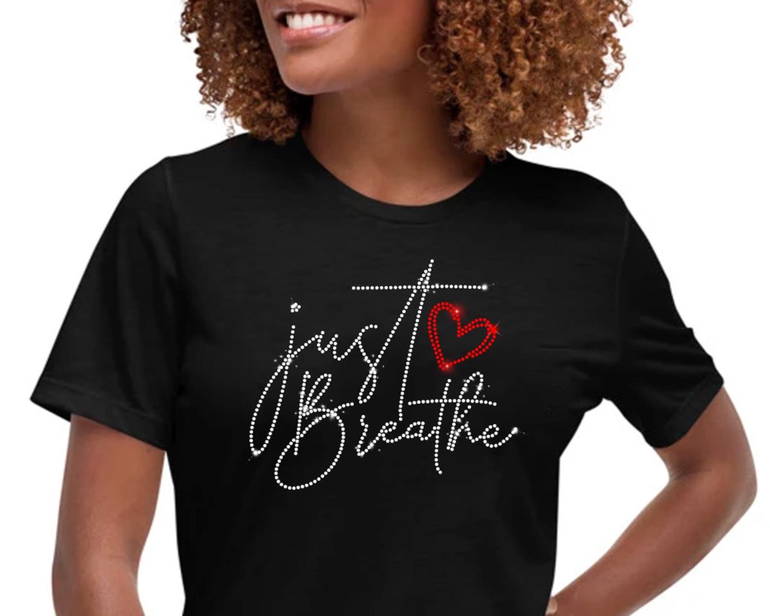 Just Breathe SVG Rhinestone Template, Gift for Mom Inspirational Bling ...