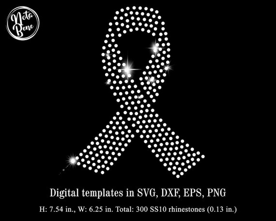 Cancer Ribbon Rhinestone Template Digital Download Cancer | Etsy