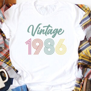 Vintage 1986 Birthday SVG, Retro Birthday Shirt Png, Classic 1986 ...
