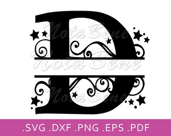 Split Letter D Svg - Etsy