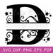Elegant Split Monogram SVG Swirls Stars Split Letter D SVG Divided ...