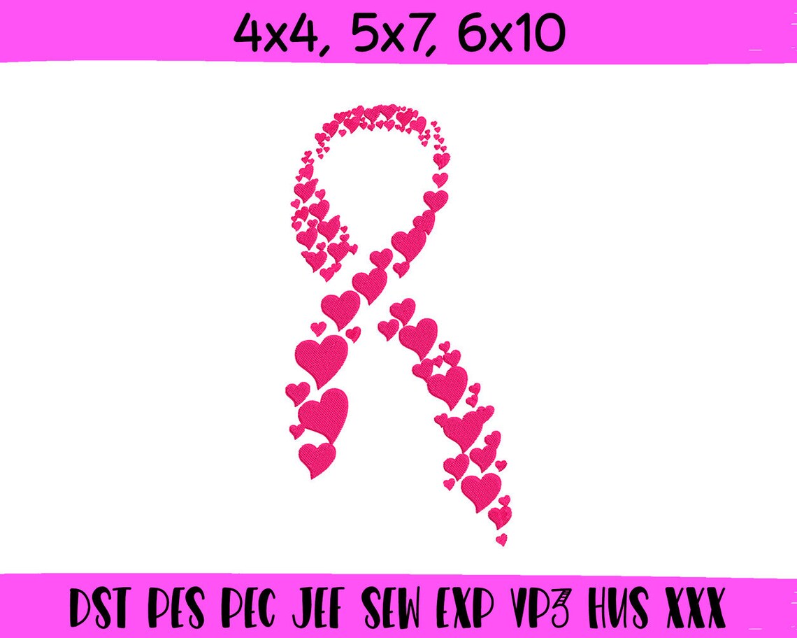 Cancer Ribbon Hearts Embroidery Cancer Survivor Awareness - Etsy