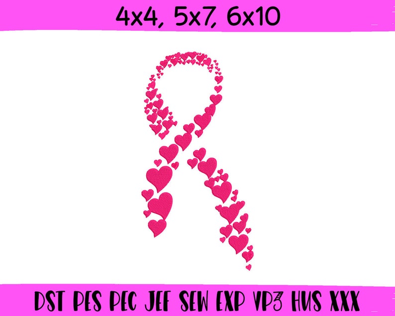 Cancer Ribbon Hearts Embroidery Cancer Survivor Awareness - Etsy