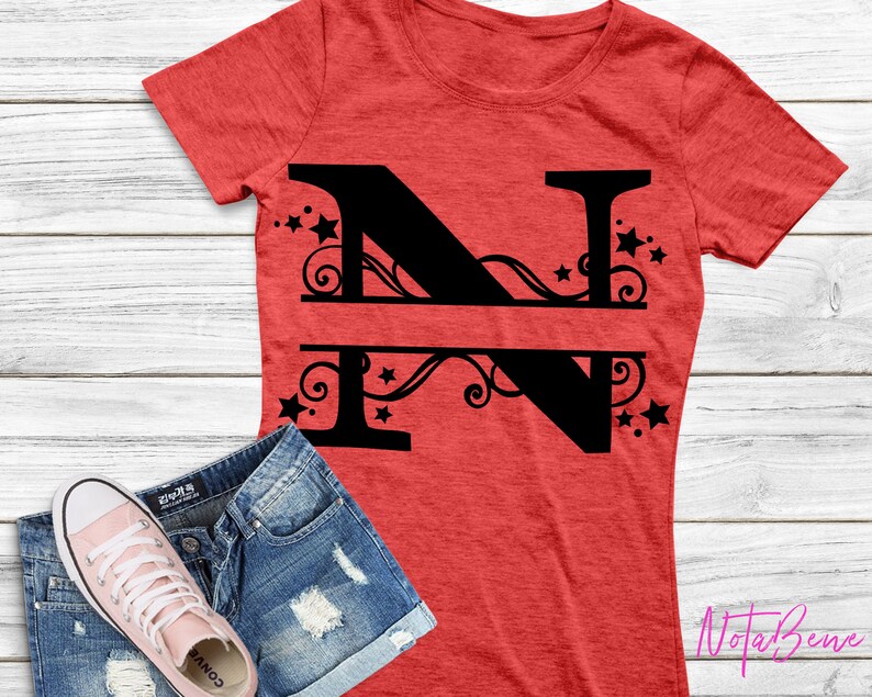 N Split Monogram SVG Split Letter N SVG Divided Initial N | Etsy