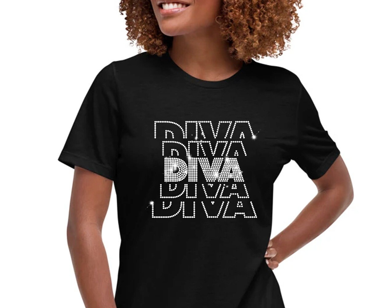 Diva Svg Tiled Rhinestone Template Svg Afro American Bling - Etsy