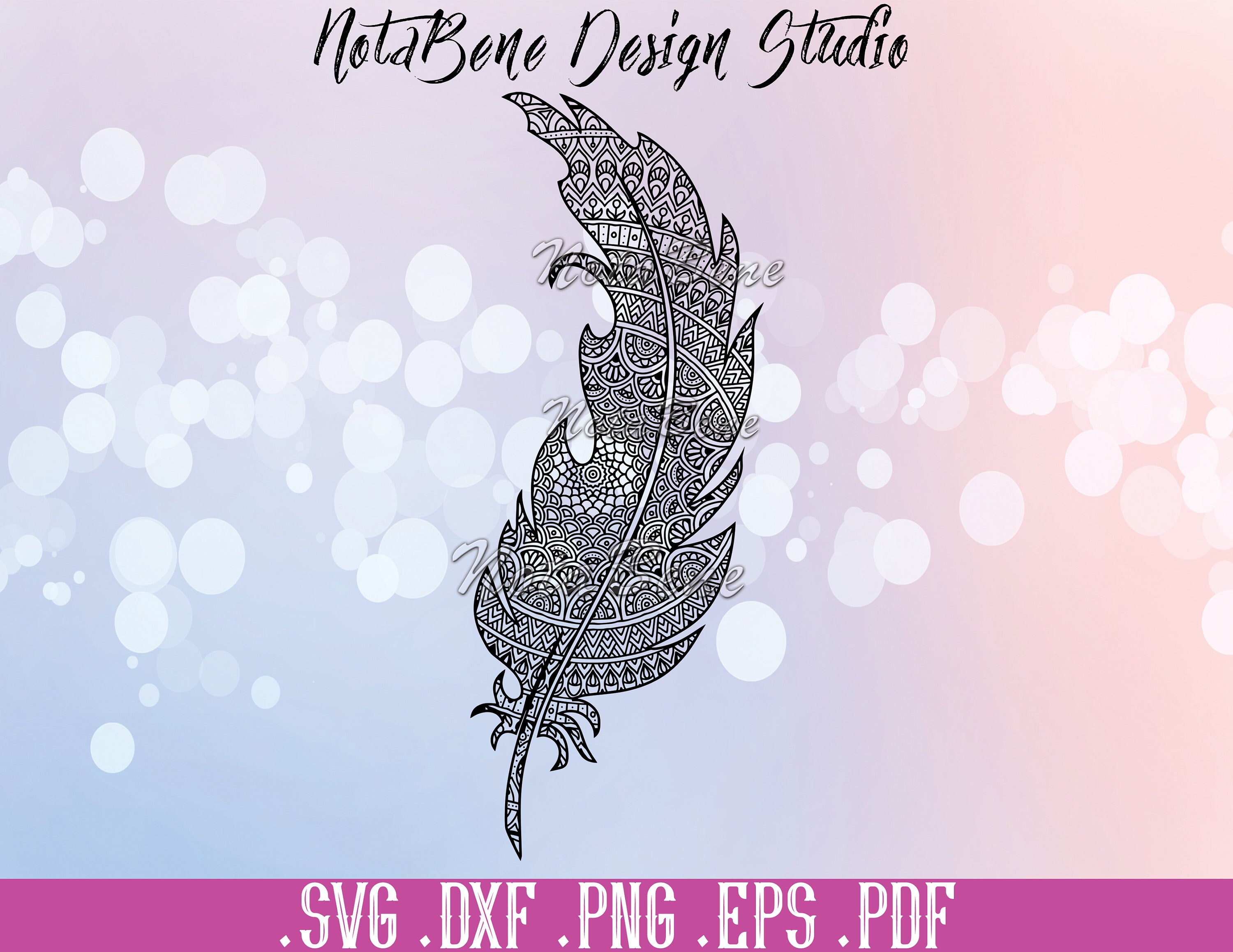 Zentangle Feder SVG Mandala Feder SVG Filigrane Boho Feder svg | Etsy