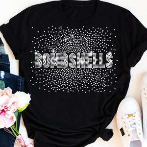 BOMBSHELLS Rhinestone Template Svg, Cheerleader Scattered Spray Effect ...