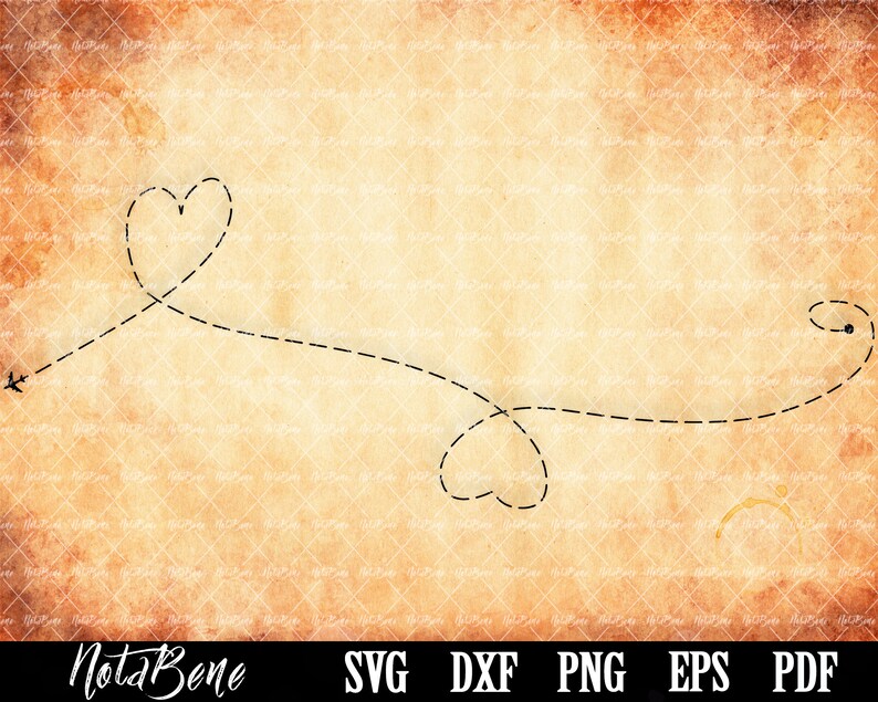 Dashed Plane Route Line Svg Dashed Heart Plane Flight Route - Etsy