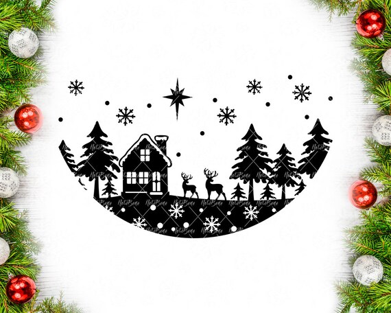 Night Christmas Village Town SVG Christmas Scene Svg Window | Etsy