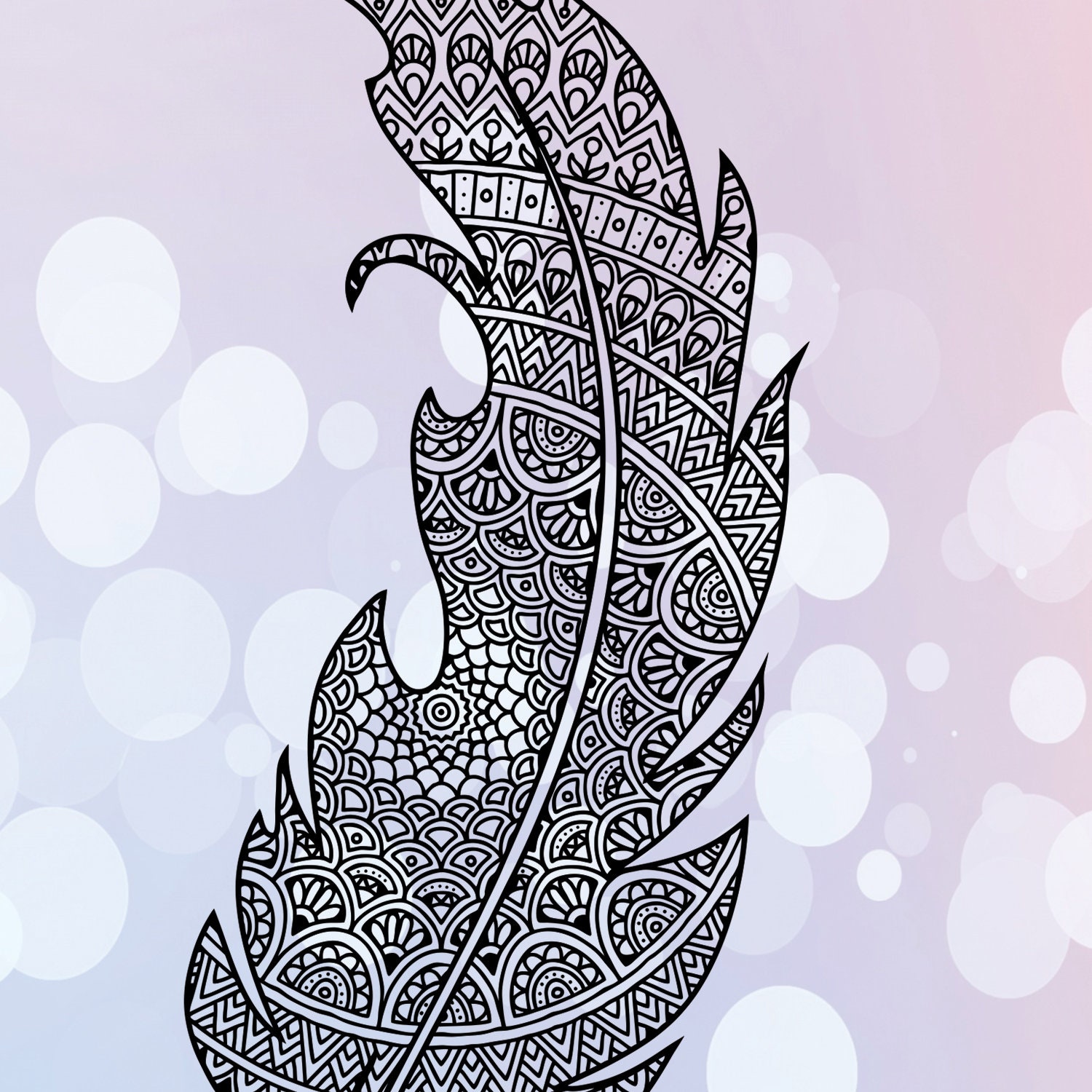 Zentangle Feder SVG Mandala Feder SVG Filigrane Boho Feder svg | Etsy