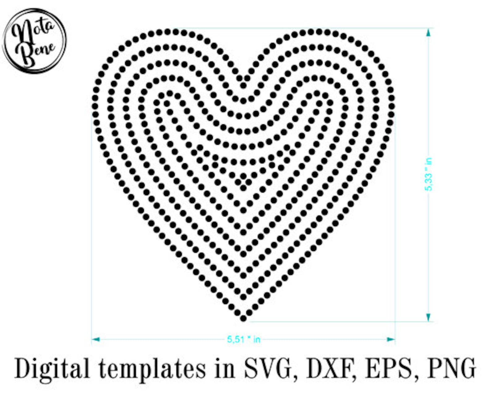 Rhinestone Template Heart Svg Digital Download Heart Bling - Etsy