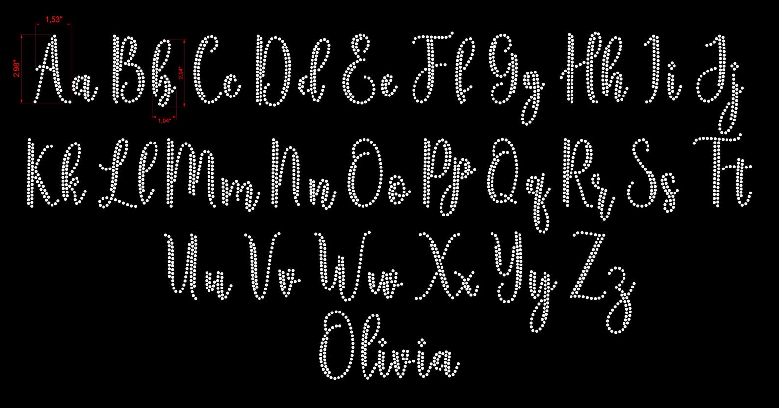 Cursive Rhinestone Font Ss10 SVG, Olivia Alphabet Bling Design, 3 ...