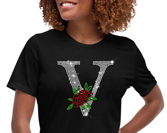 Floral Letter V SVG Rhinestone Template Diamond Bling - Etsy