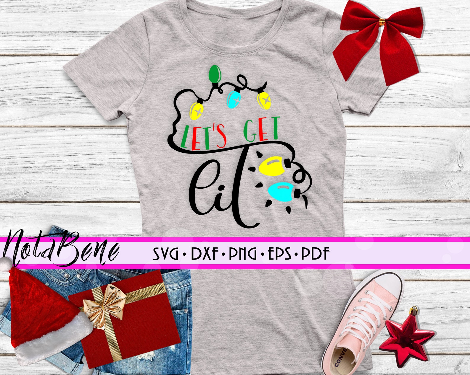 Lets Get Lit SVG Christmas Lights SVG Cut File Holiday Shirt | Etsy