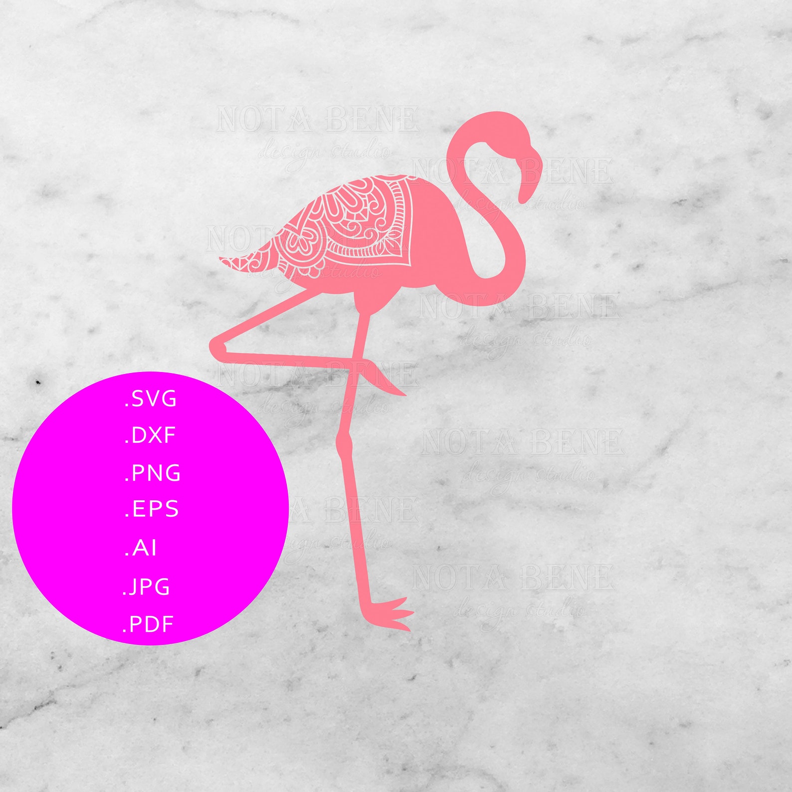 Pink Flamingo Mandala SVG DXF Digital Download File Bird - Etsy