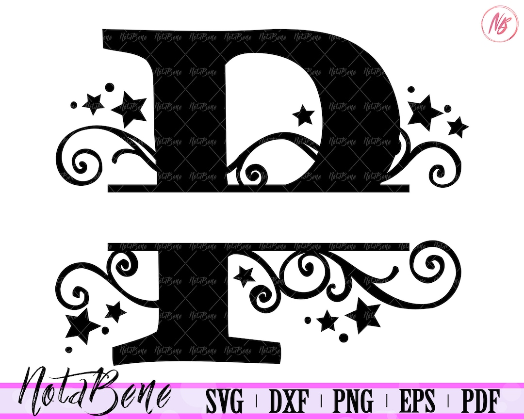 P Split Monogram SVG Swirls Stars Split Font Letter P SVG Elegant ...