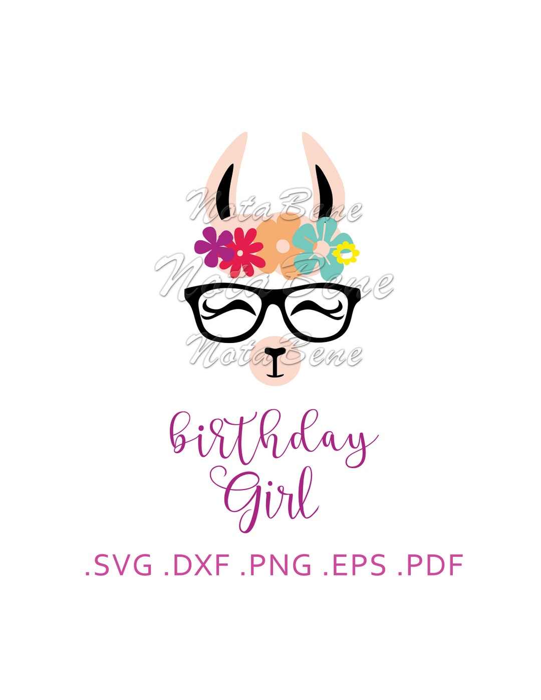 Llama Svg Llama Birthday Girl T Shirt Design Cut File Dxf Cricut