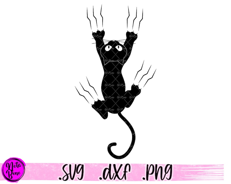 Black Cat Scratching Down SVG, PNG | Cartoon Cat, Funny Kitten, Cats ...
