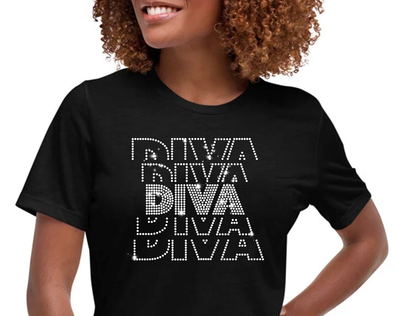 Diva Tiled Rhinestone Template SVG, Afro American Bling Shirt Design ...