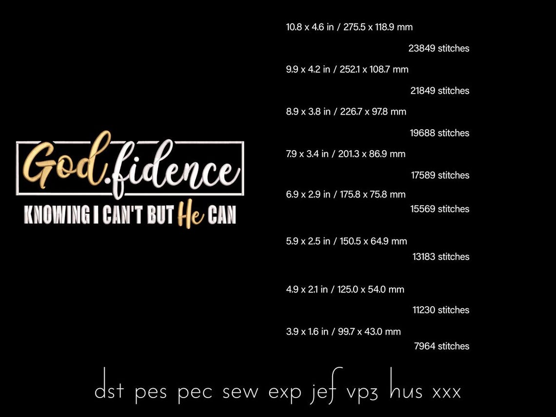 Godfidence Machine Embroidery Design (digital Download) - Etsy