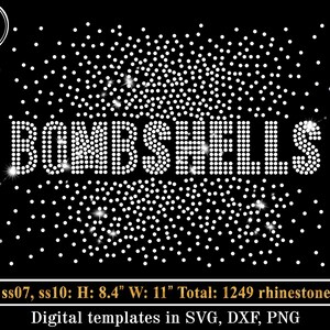 BOMBSHELLS Rhinestone Template Svg, Cheerleader Scattered Spray Effect ...
