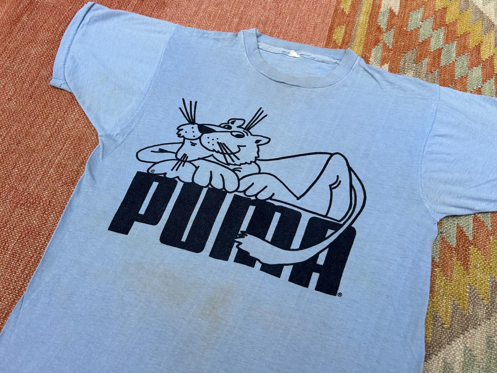 70s PUMA Cat Simple Logo Vintage Single Stitch T Shirt Authentic Sports ...