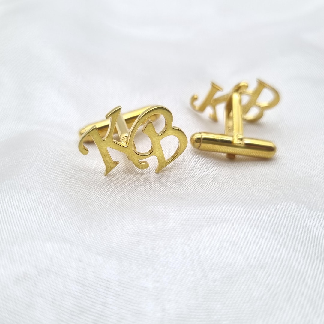 Gold Plated Cufflink, Name Letter Cufflink, Sterling Silver Cufflink ...