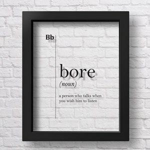 TRANSPARENT Bore Definition Poster Teacher Gifts Dorm College Wall Art ...