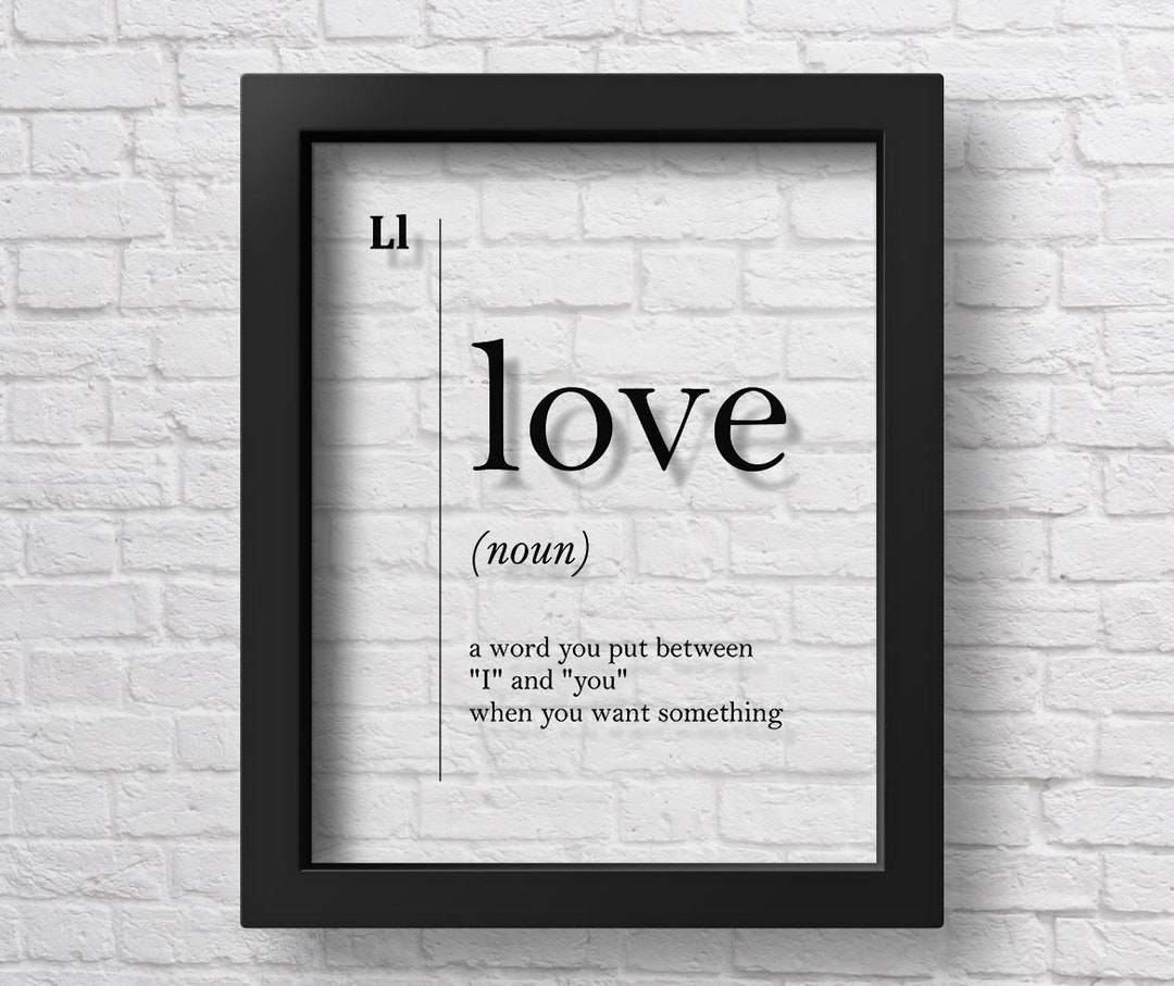 TRANSPARENT Funny Love Definition Print Valentines Gift Family ...