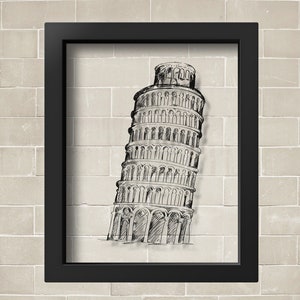 TRANSPARENT Leaning Tower of Pisa Poster Pisa Tower Print Italian Gift ...