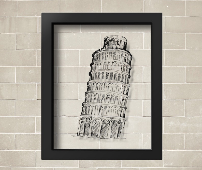 Transparent Leaning Tower of Pisa Poster Pisa Tower Print Italian Gift ...