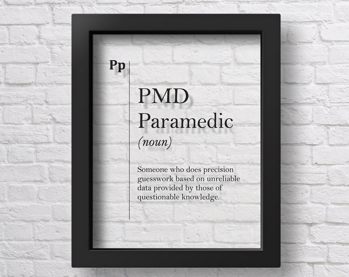 Paramedic Definition Print, PMD Gift, Paramedic Office Decor, Medical ...