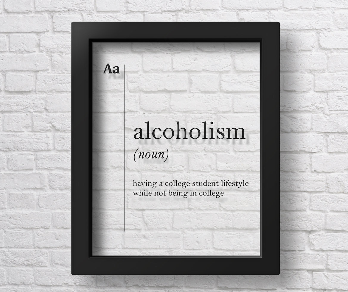 TRANSPARENT Alcoholism Definition Funny Definition Print Dictionary Art ...