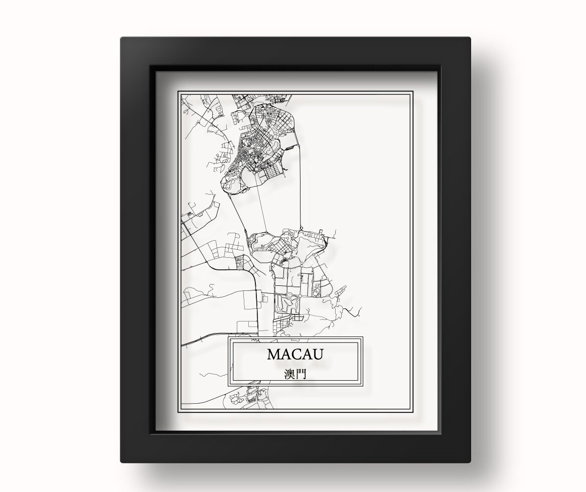 TRANSPARENT Macau City Map Detailed Macau Map Macau Wall Art Macao Map ...