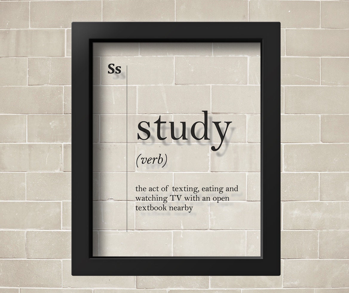TRANSPARENT Study Funny Definition Poster Student Gifts Dorm College ...