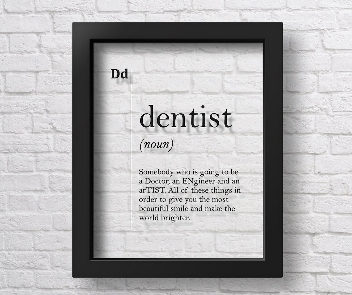 Dentist Definition Acrylic Glass Poster, Dental Office Decor ...