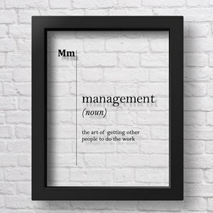 TRANSPARENT Management Definition Print Gift for Manager Coworker Boss ...