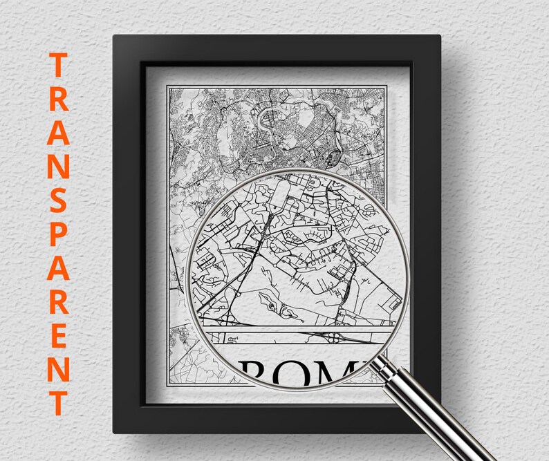 TRANSPARENT Rome City Map Detailed Rome Map Rome Wall Art Rome Print ...