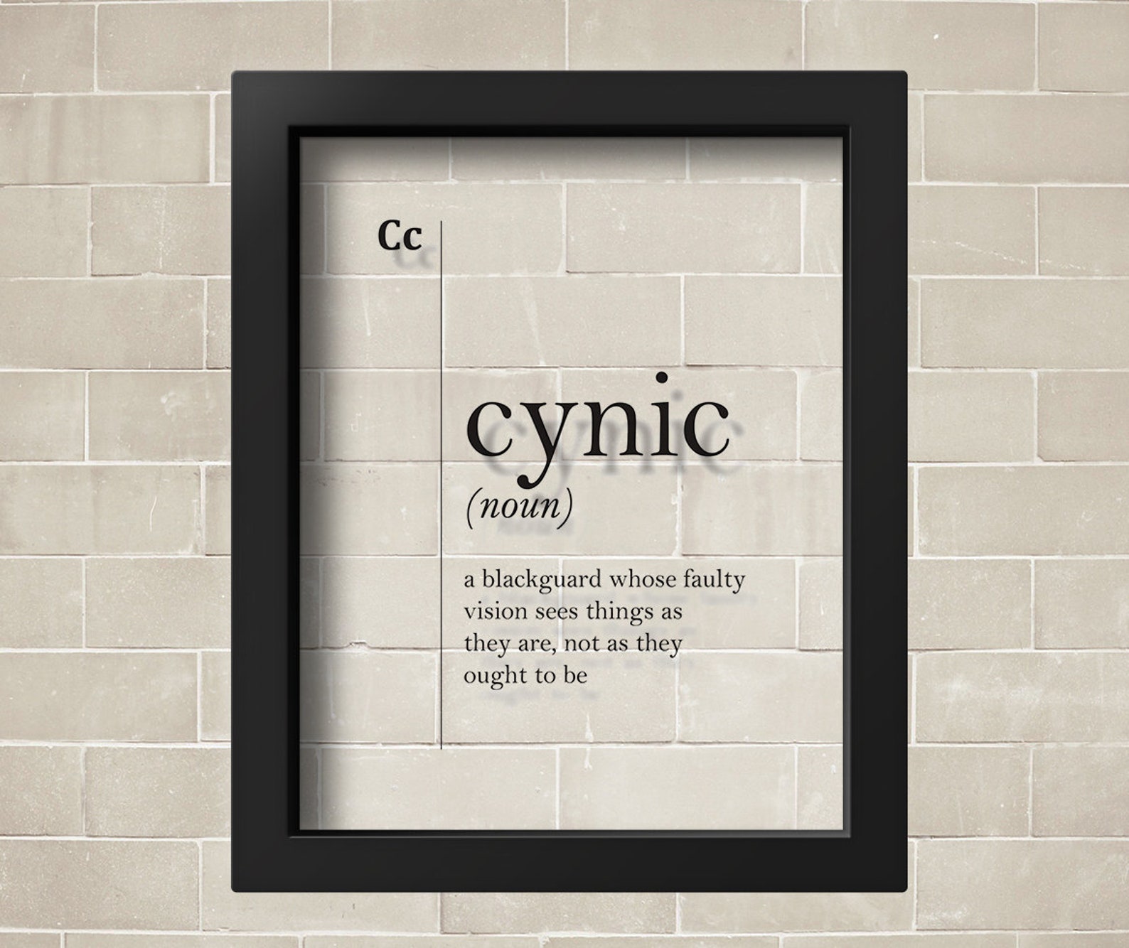 TRANSPARENT Cynic Definition Poster Cynicism Gift for Cynic Dorm Wall ...