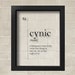 TRANSPARENT Cynic Definition Poster Cynicism Gift for Cynic Dorm Wall ...