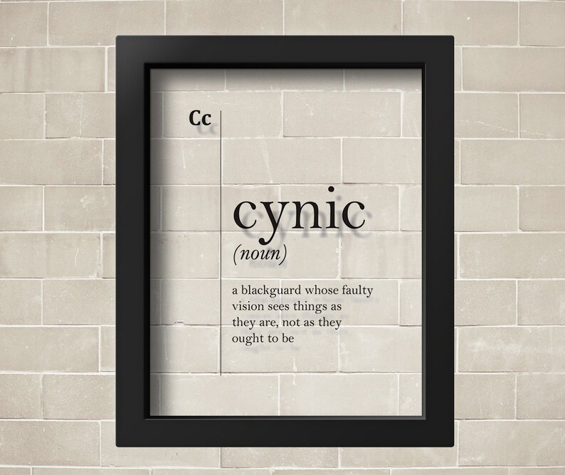TRANSPARENT Cynic Definition Poster Cynicism Gift for Cynic Dorm Wall ...