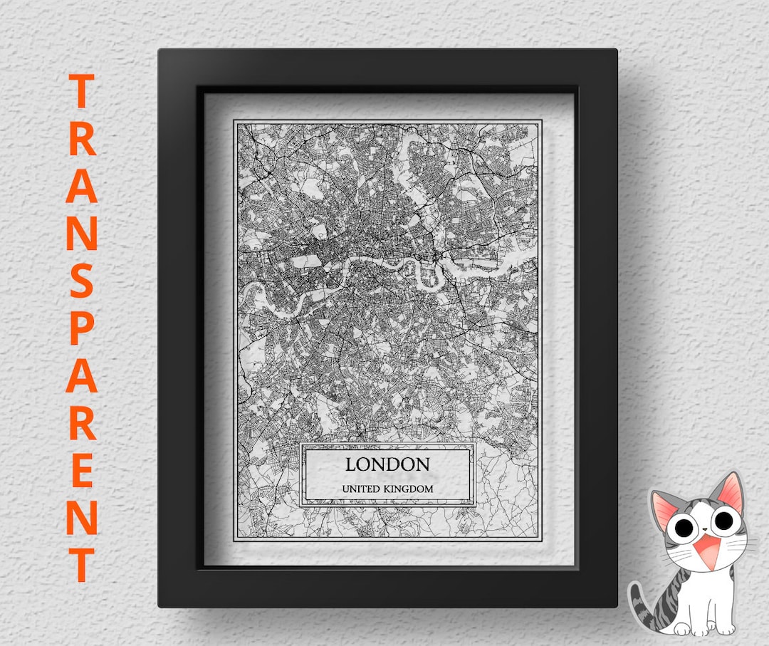 TRANSPARENT London City Map Detailed London Map London Wall Art London ...