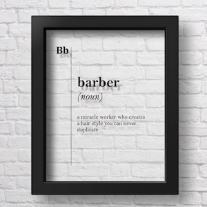 TRANSPARENT Barber Definition Print Gift for Barber Hairdresser Gift ...